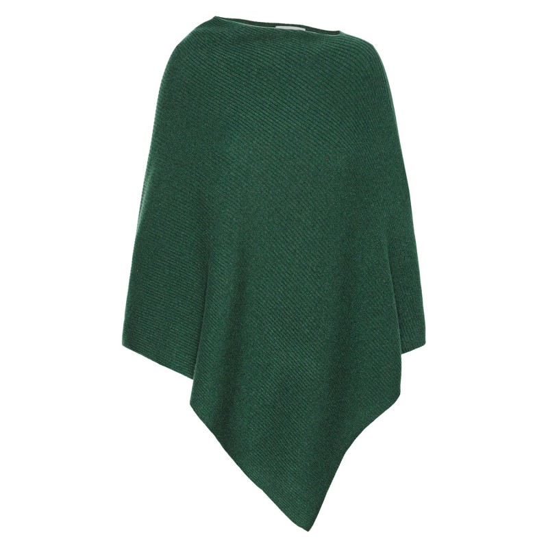 Bottle green cashmere poncho