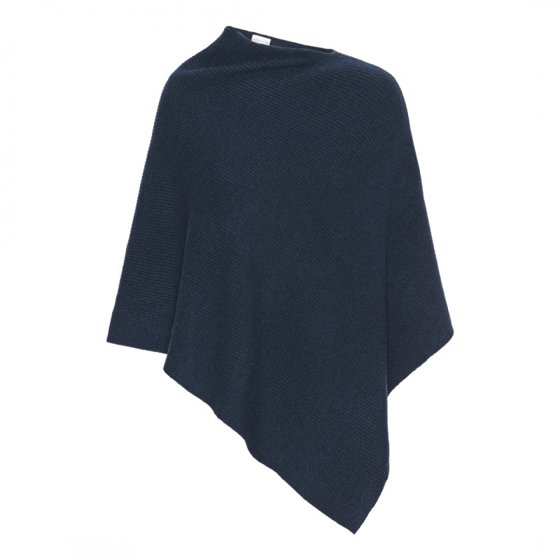 Navy blue cashmere poncho
