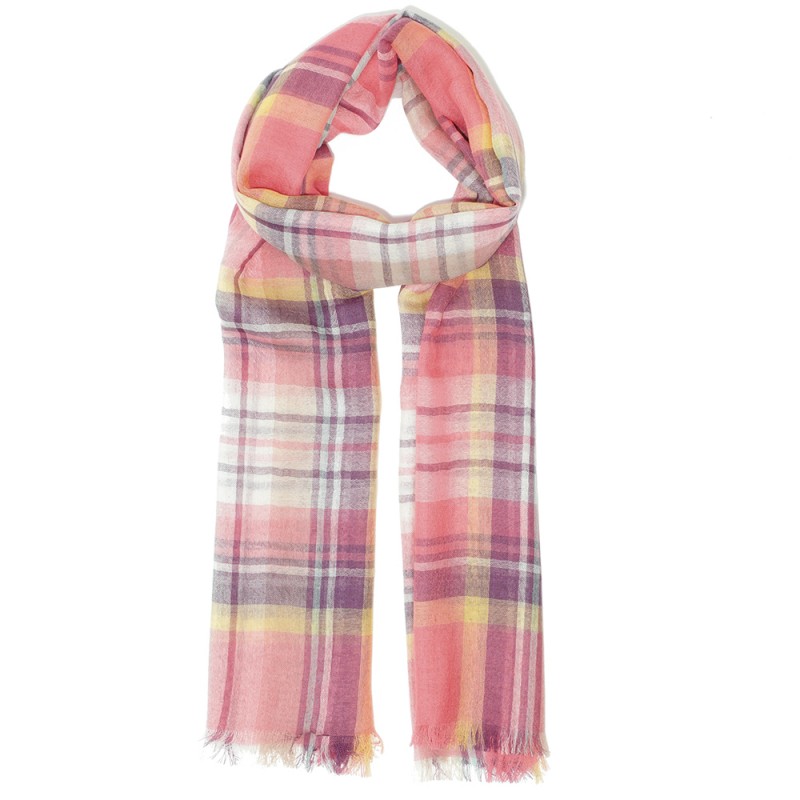 Pink checkered scarf i lambswool and silk