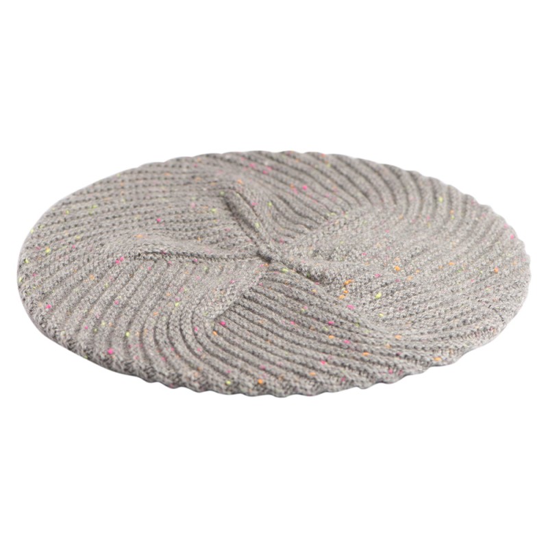 Stylish grey flecked beret knitted in pure cashmere